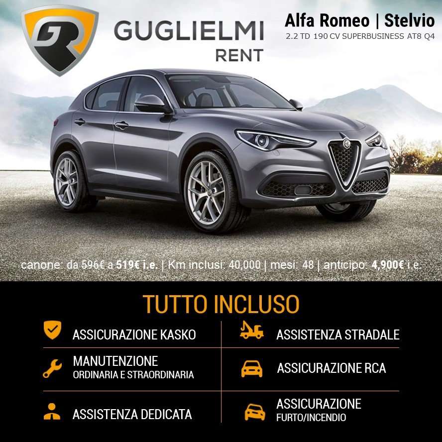 Alfa Romeo StelvioQ4 519€ FORMULA NOLEGGIO PRONTA CONSEGNA