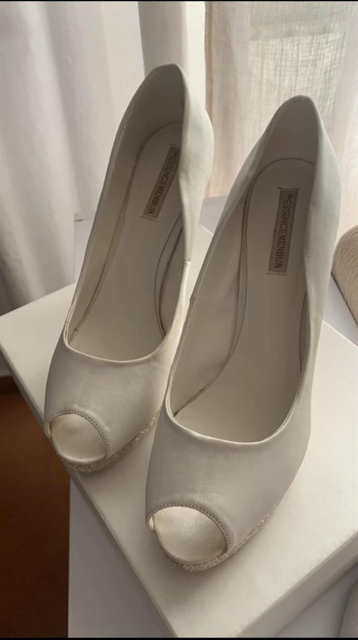 SCARPE DA SPOSA MENBUR PEEP TOE BIANCO