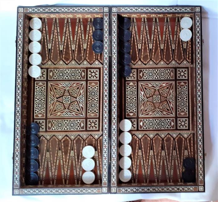 GIOCO BACKGAMMON INTARSIO PREZIOSO DAMASCO